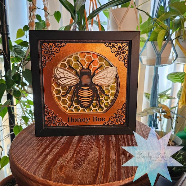 3D Honey Bee Shadow Box, Insect Cutout, Animal Shadow Box SVG, Files for Cricut With Easy ...