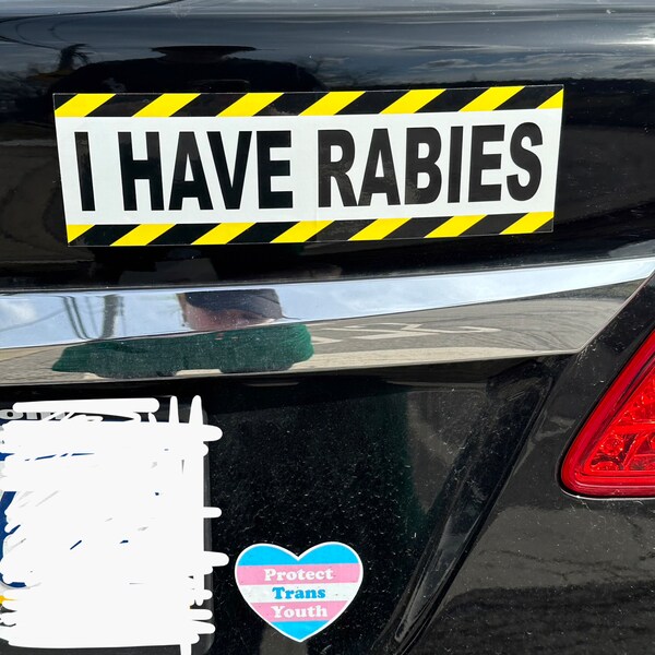 Funny "i HAVE Rabies" Warning Sticker, Window Decal Sign, Bumper ...