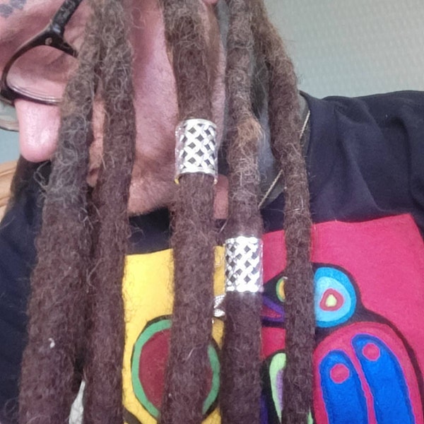 2 Large Tibetan Silver Weave Dreadlock Beads Dread Tie 18mm Hole (11/16 ...