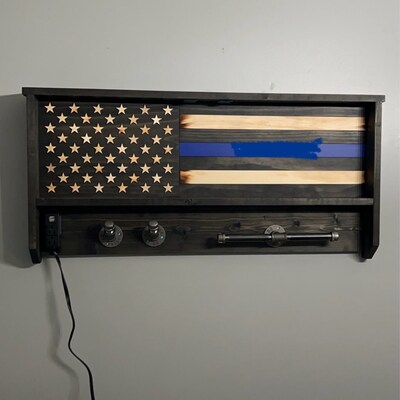 Rustic, Coat Rack, Duty/gear Rack, Wooden, American Flag subdued Colors ...