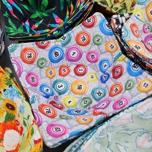 BINGO FABRIC BALLS Cards Game Night 100% Cotton Fabric by the Yard or ...