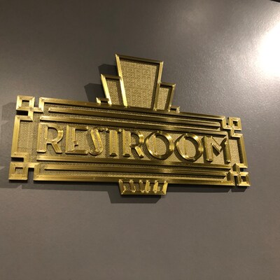 17in 2-color Art Deco Sign Restroom Decor 3D Printed - Etsy