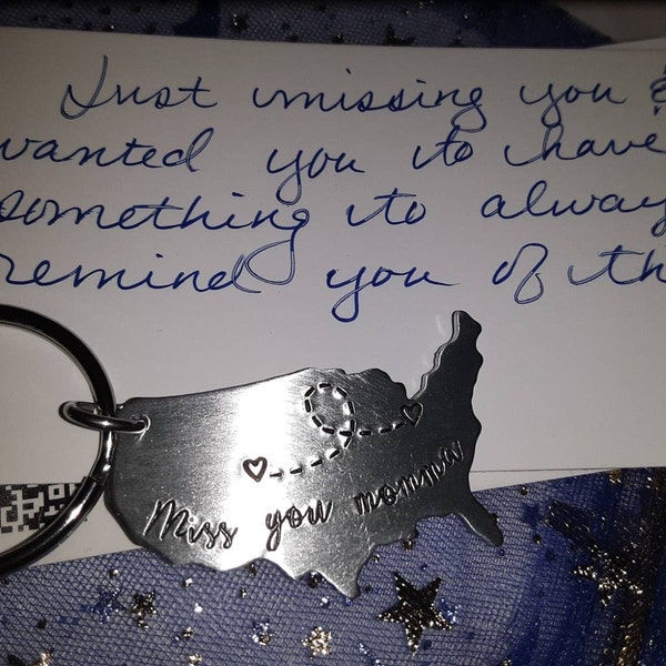 Long Distance Mother, USA Map Keychain for Her - Etsy