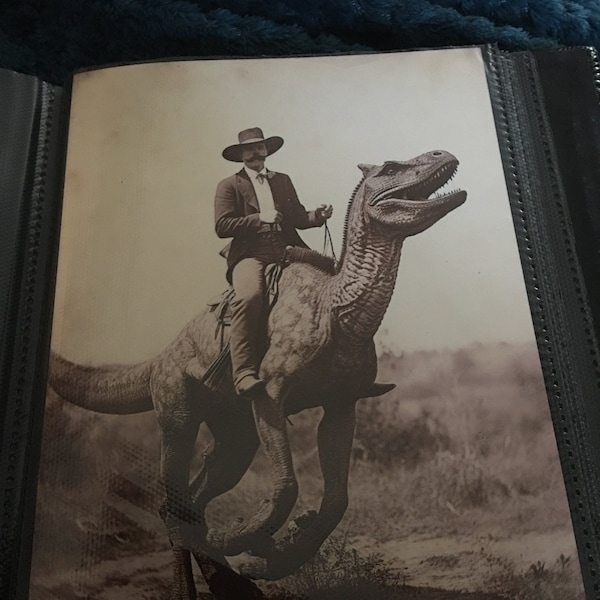 Dinosaur Cowboy, Vintage Photography, Art Poster Print, Dark Academia ...