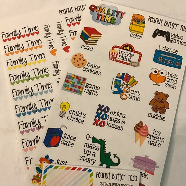 Quality Time Stickers - Family Time Planner Stickers - Kid Stickers ...
