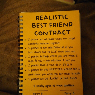 Realistic Best Friend Contract 5 X 7 Journal - Etsy