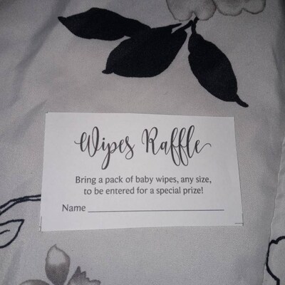 Printable Wipes Raffle Tickets 3.5x2 Black and White Calligraphy Diaper ...