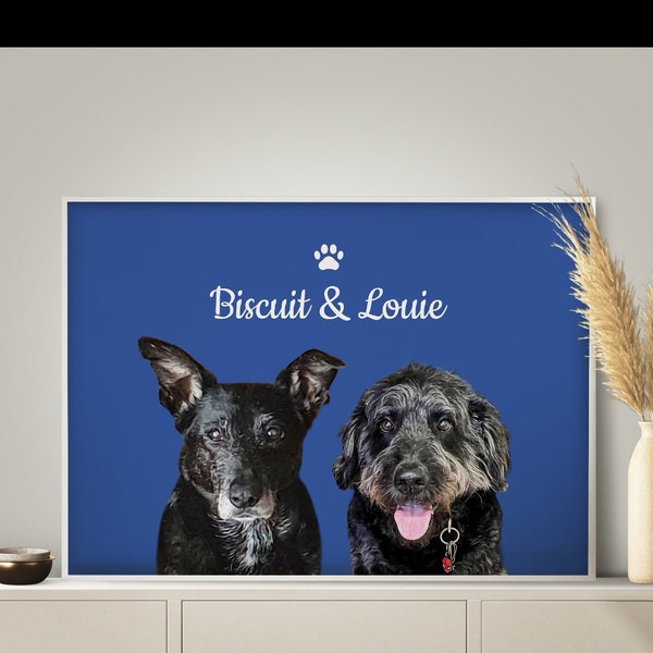 Two Pets in Bathtub Custom Pet Portrait From Photo, Combine Pet Photo ...