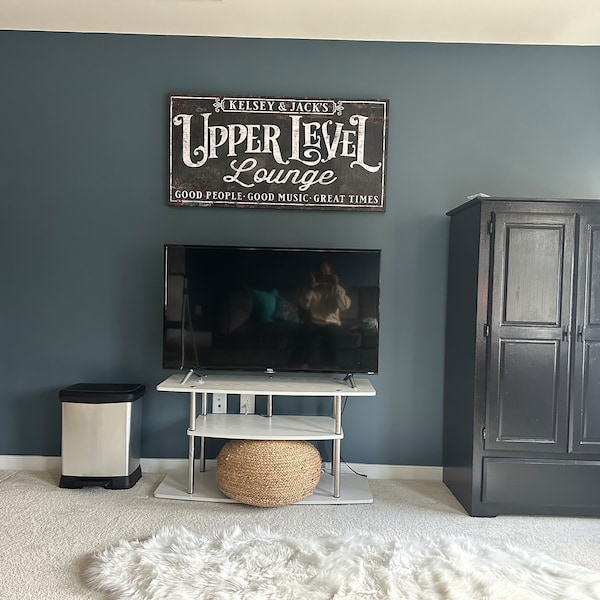 Personalized Custom Upper Level Lounge Sign Modern Farmhouse Wall Decor ...