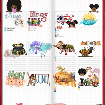 Illustrated Month Names Digital Planner Stickers, Goodnotes Stickers ...