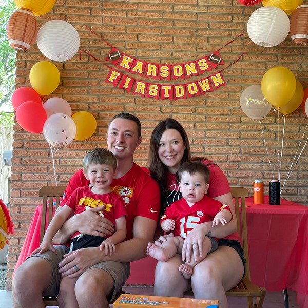 Football First Down Birthday Banner, Kids First Birthday, Football ...