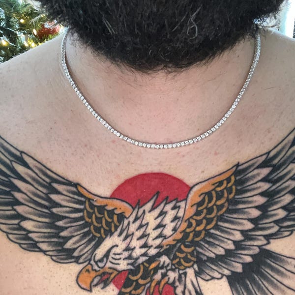 VVS1 Moissanite Diamond Tennis Chain Necklace, 925 Sterling Silver ...