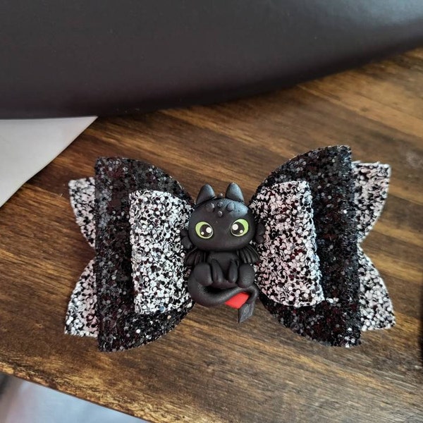 Dragon Bow...toothless Bow...light Fury Bow..glitter Bow..5 Inch Bow ...