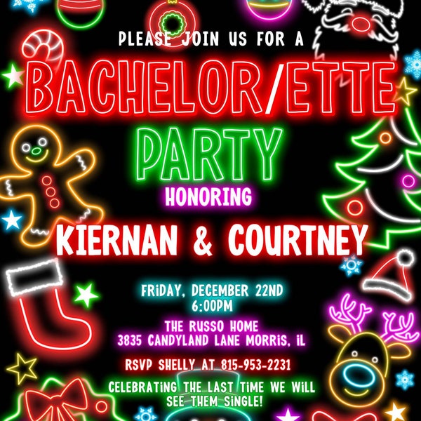 Editable Neon Christmas Party Invitation, DIGITAL Holiday Party Invite ...