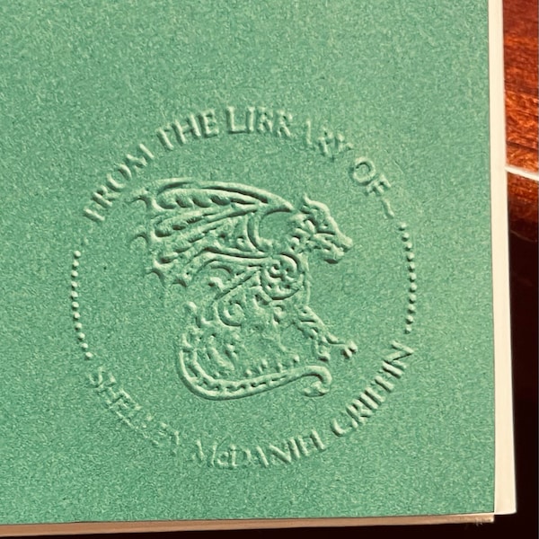 Personalized Dragon Book Embosser and Dragon Library Stamp, Majestic ...