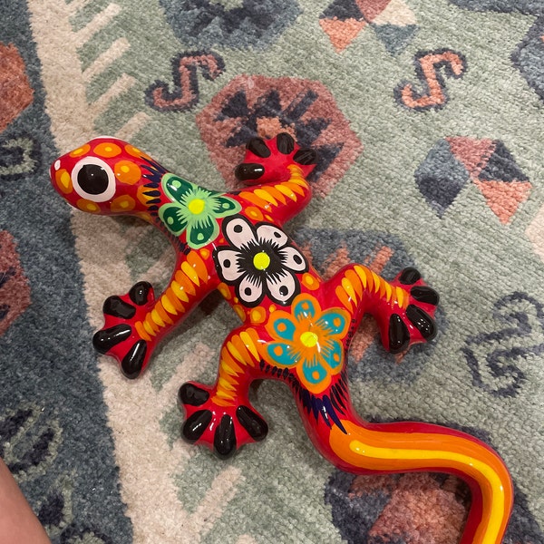 Medium Hand Paint Clay Lizard - Mexican Lizard Decor - Etsy