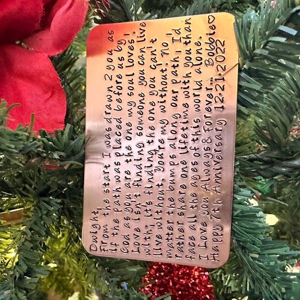 Personalized Birthday Gift - Copper Wallet Card - Hand Stamped Pocket ...