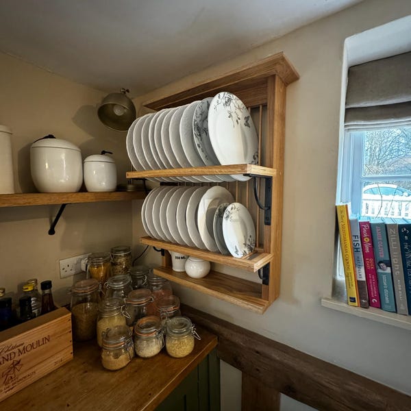 Handmade Solid Wood Plate Rack - Etsy