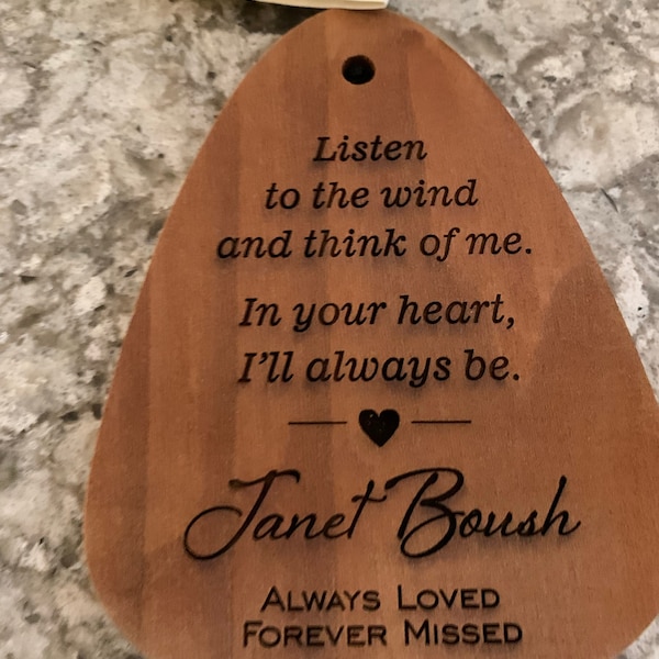 Memorial Wind Chime | Listen to the Wind and Think of Me | Sympathy ...