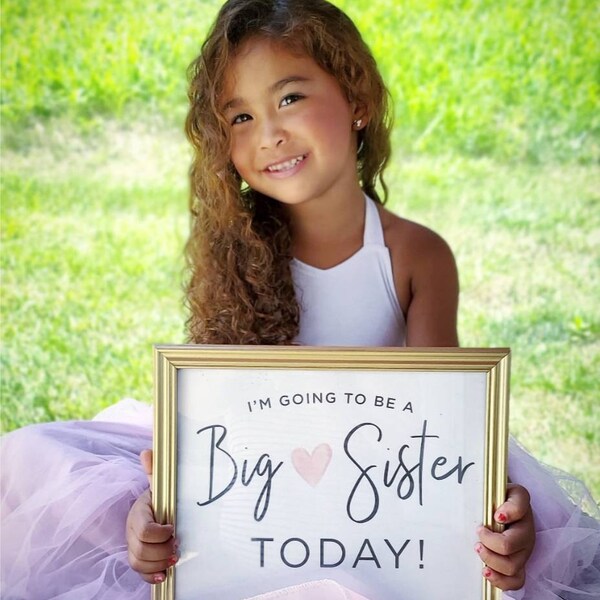 Big Sister Pregnancy Announcement Sign, Modern Big Sister Poster ...