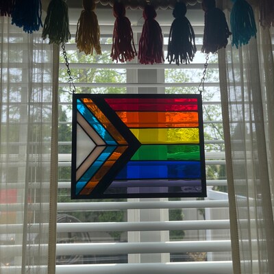 Stained Glass Pride Flag LGBTQ Sun Catcher Panel 11 X - Etsy