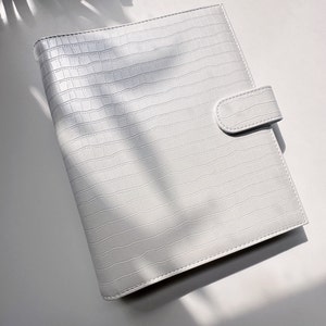 A5 Croc Planner 100% Vegan Leather 6 Rings White Emerald Green Pink ...