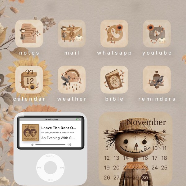 Cozy Fall App Icon Set Autumn Aesthetic Ios App Icons Custom Home ...
