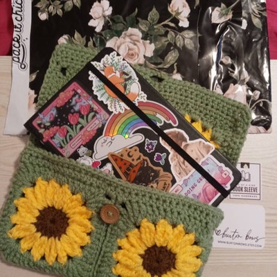SUNFLOWER Burst V2.0 BOOK Cover / Crochet Flower Book Jacket ...