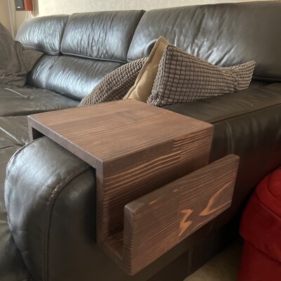 Functional Wood Armrest Table, Couch Arm Rest Table With Magazine Stand ...