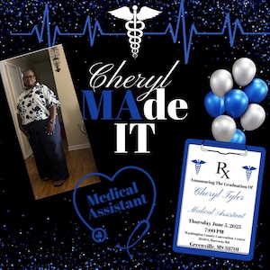 Editable Medical Assistant Flyer, MA Grad, Canva, Graduation Invitation ...
