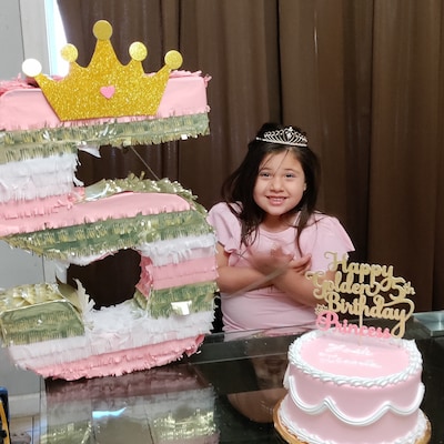 20'' Tall Number Five Piñata Pink White & Gold - Etsy