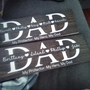 Personalized Dad Wood Sign With Kids Names, My Protector My Hero My Dad ...