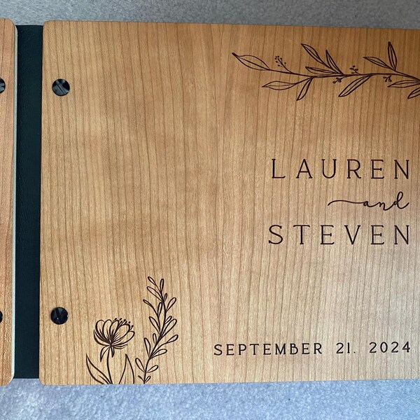 Wooden Wedding Guest Book - Personalized Laser Engraved, Perfect for ...