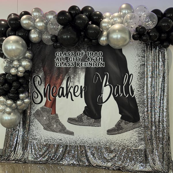 Black & Gold Sneaker Ball Welcome Sign: Birthday Party Decor (digital ...