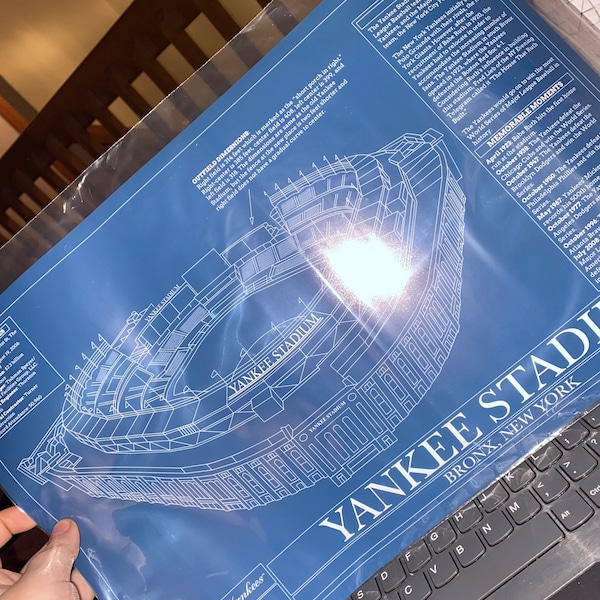 New York Yankees Yankee Stadium Ballpark Blueprint Baseball Wall Art - Etsy