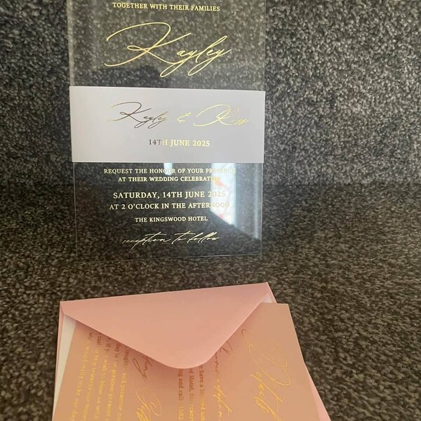 Personalized Wedding Invitation Acrylic Suite | Clear Invite With RSVP ...