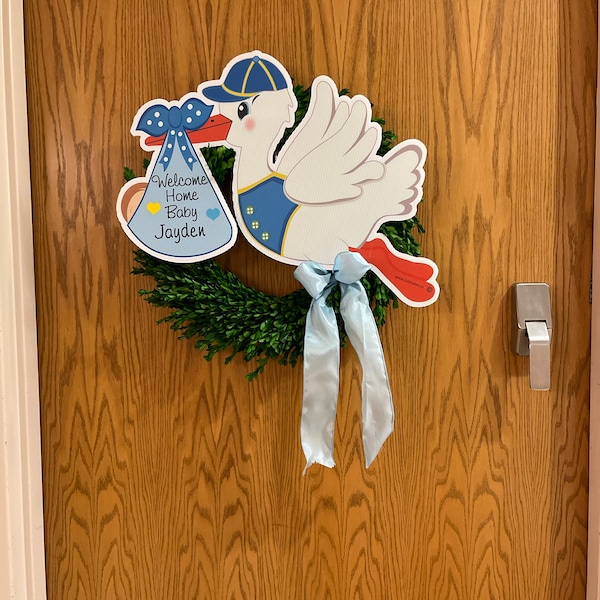 Welcome Home Baby Door Sign, Hospital Door Hanger, Stork Decoration ...
