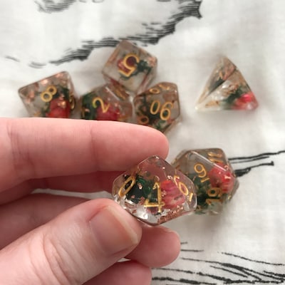 Rose Bud Dnd Dice Set, Rose Dice, Flower Dice, Game Dice Set for ...