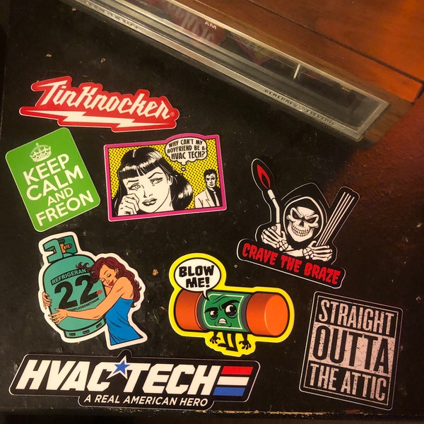 HVAC TECH Hard Hat Stickers, 45+ Hardhat Sticker and Decals, Toolbox ...