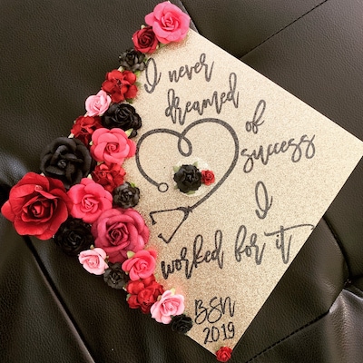 Graduation Cap Topper With Flowers Nevertheless She - Etsy