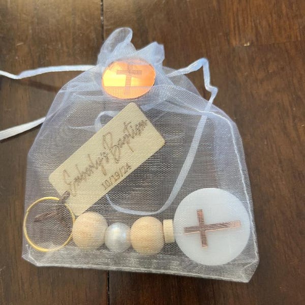 Custom Baptism Favors for Guest, Personalized Baptism Cross Keychain ...