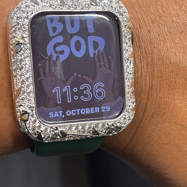 Swarovski Crystal Apple Watch Cover Silver, Apple Watch Case Floral ...