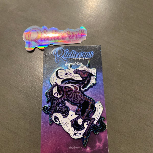 GRADE B Wicked Unicorn D Rainbow Metal Anodized Enamel Pin - Etsy