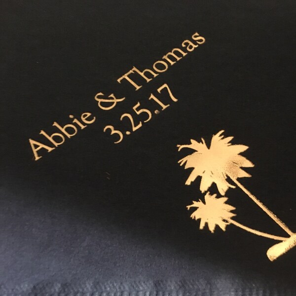 Personalized Palm Tree Beach Monogram Cocktail Beverage Napkins Wedding ...