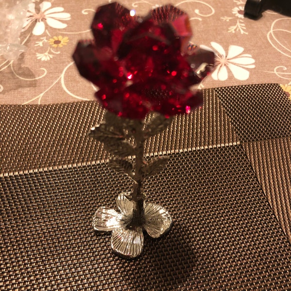 Red Crystal Rose Handcrafted With Swarovski Crystal - Personalized Red ...