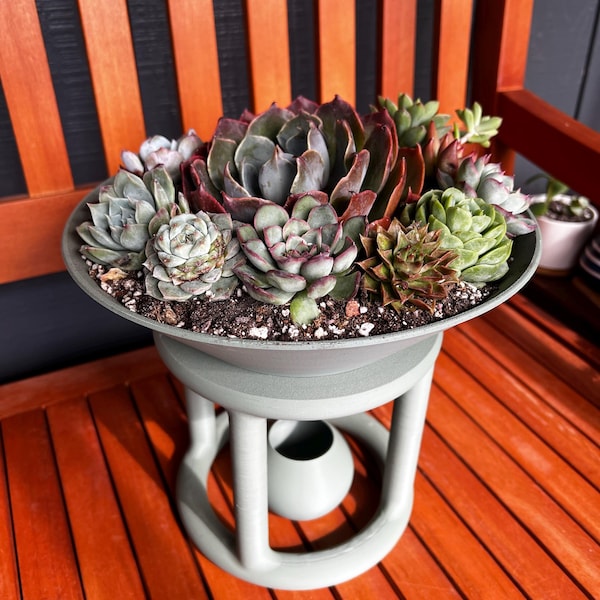 The FUNNEL Planter With Stand and Water Catch for Indoor House Plants ...