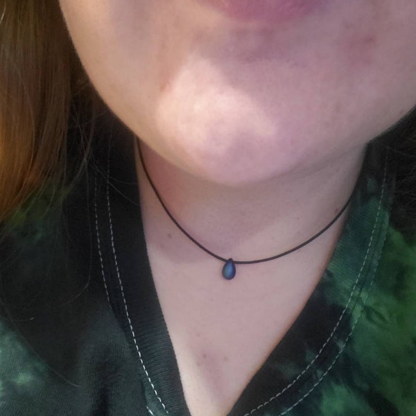 Edgy Double Layered Thin Black Choker Necklace, Teardrop Necklace ...
