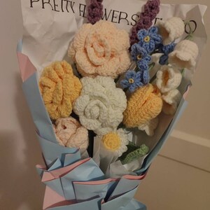 Woolen Knitting Blue/pink Rose Flower,hand Knitted Flowers,alentine's ...