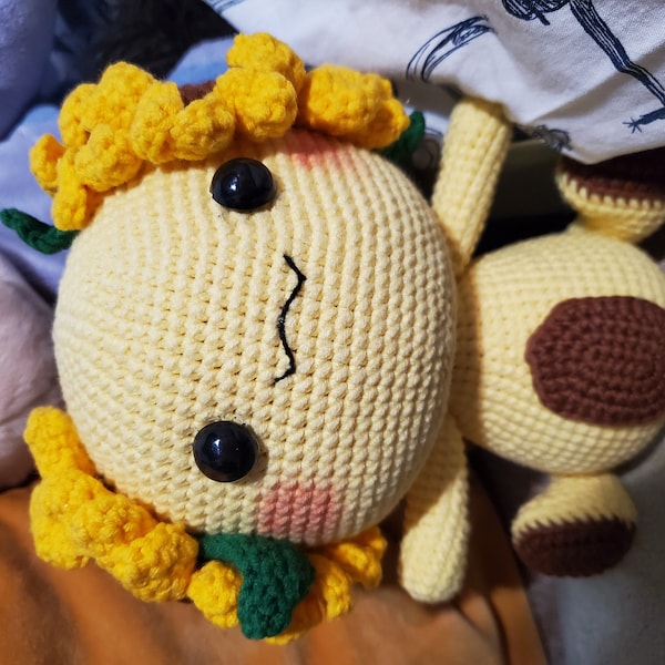 Crochet Axolotl Doll, Sunflower Axolotl Doll, Summer Axolotl, Yellow ...