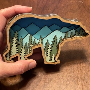 Layered Wolf Art 3D Wall Art Mountains and Trees Outdoor - Etsy